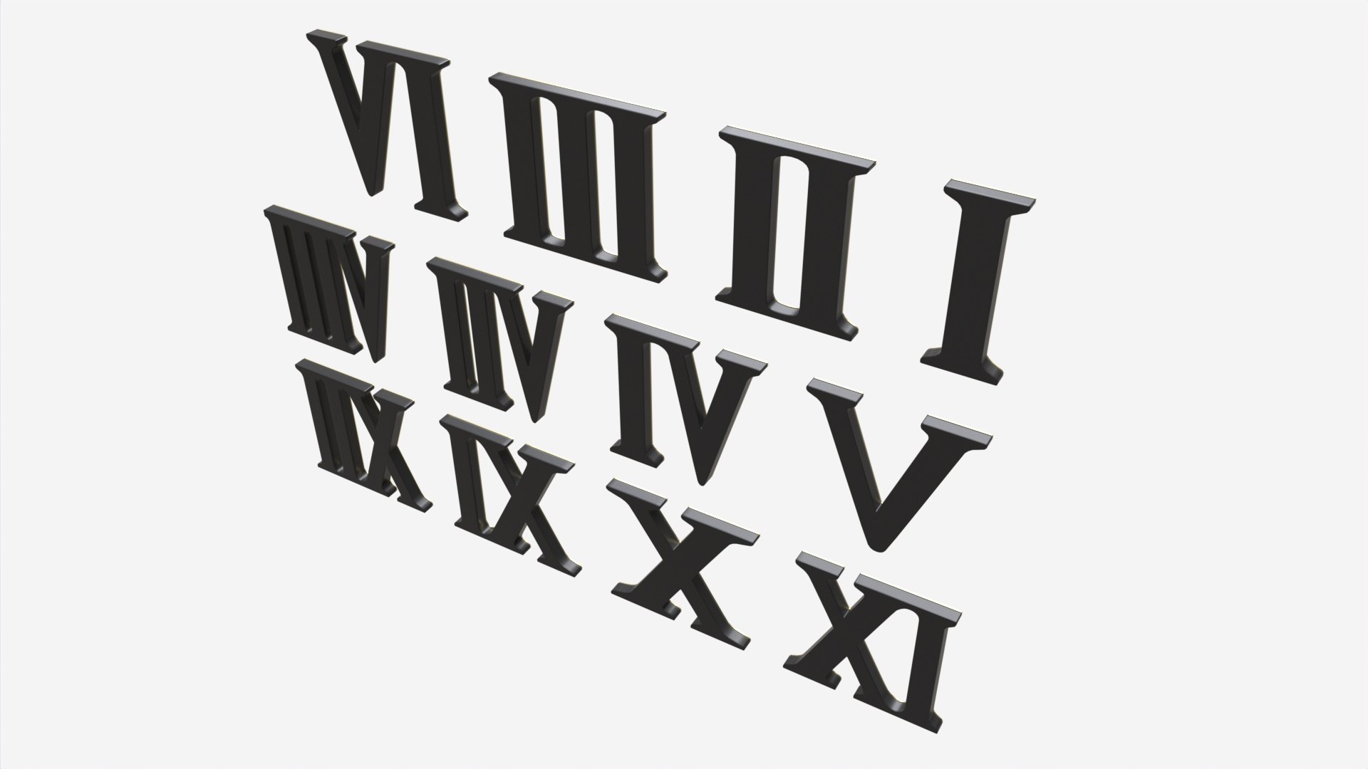 Roman Numbers Gold Metal Plastic Model - TurboSquid 1920615