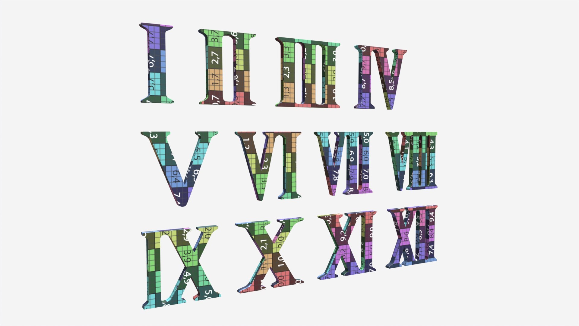 Roman Numbers Gold Metal Plastic Model - TurboSquid 1920615