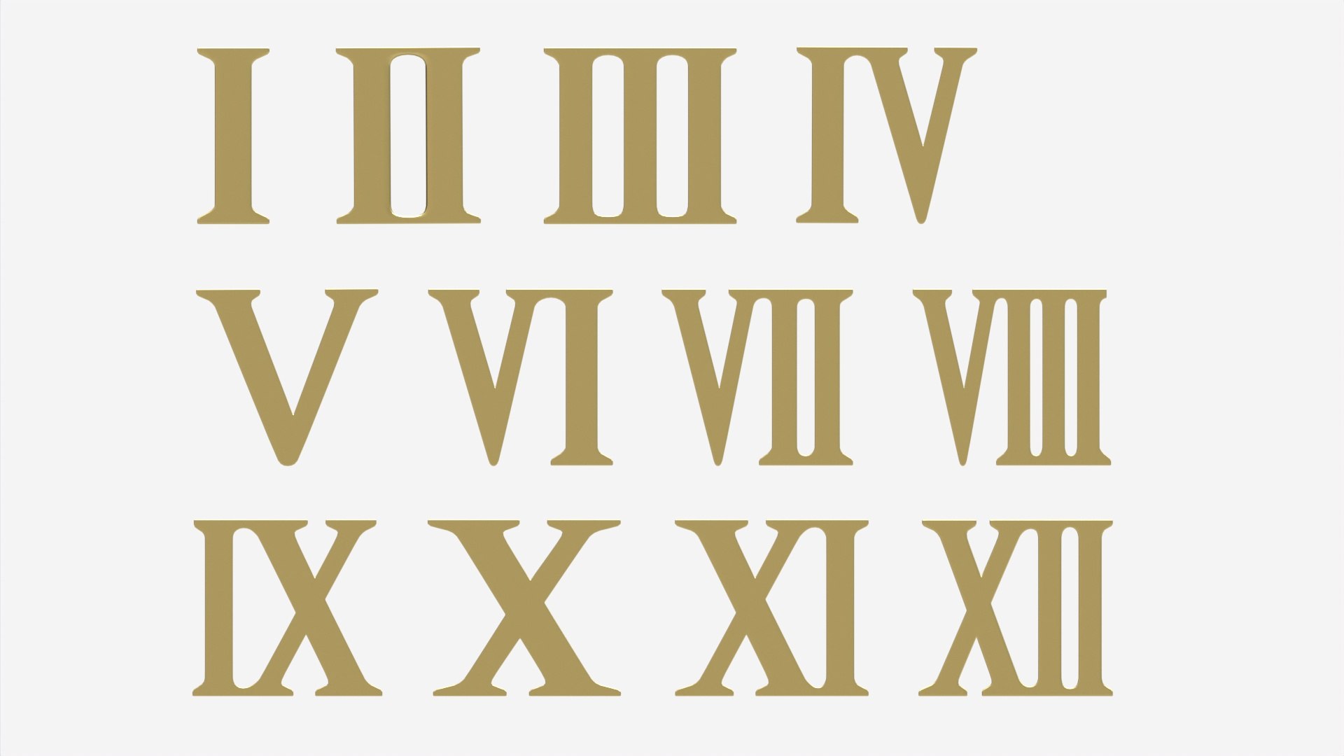 Roman Numbers Gold Metal Plastic Model - TurboSquid 1920615