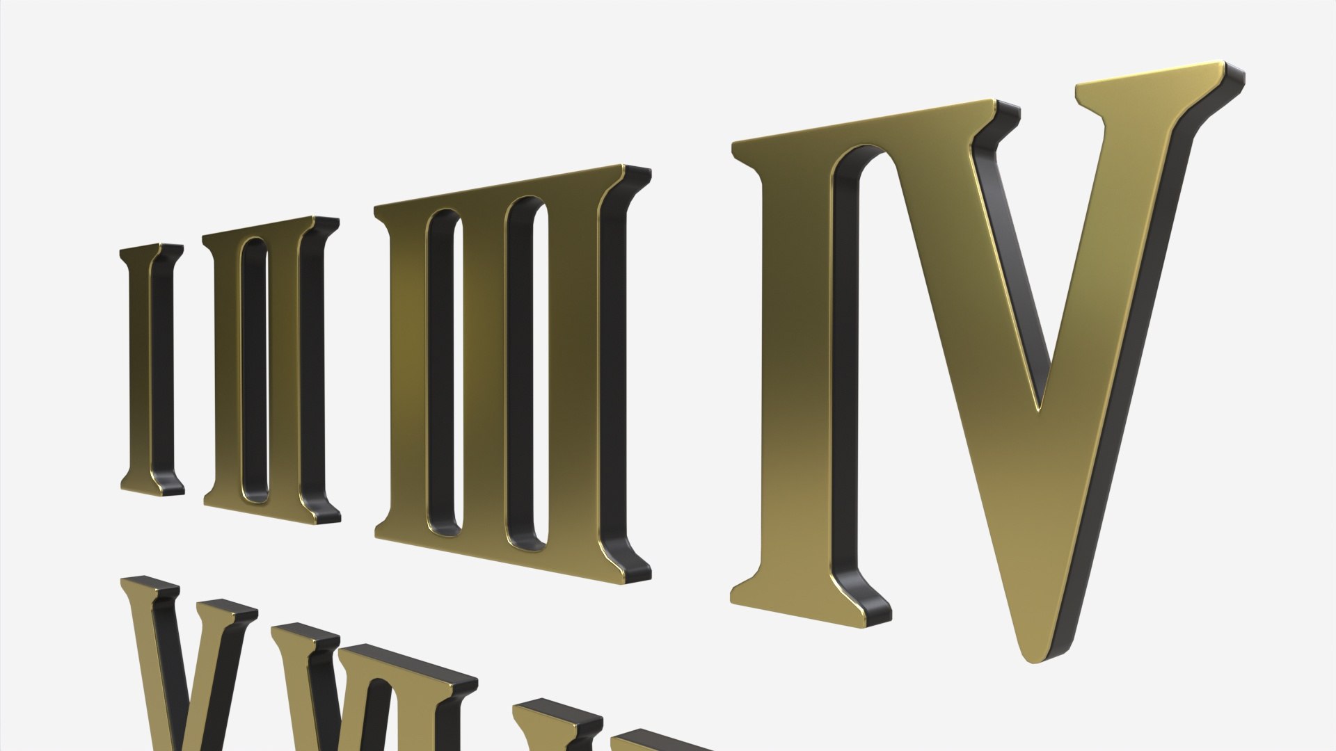 Roman Numbers Gold Metal Plastic Model - TurboSquid 1920615