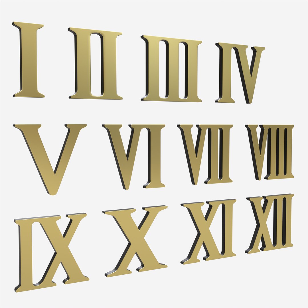 Roman Numbers Gold Metal Plastic Model - TurboSquid 1920615