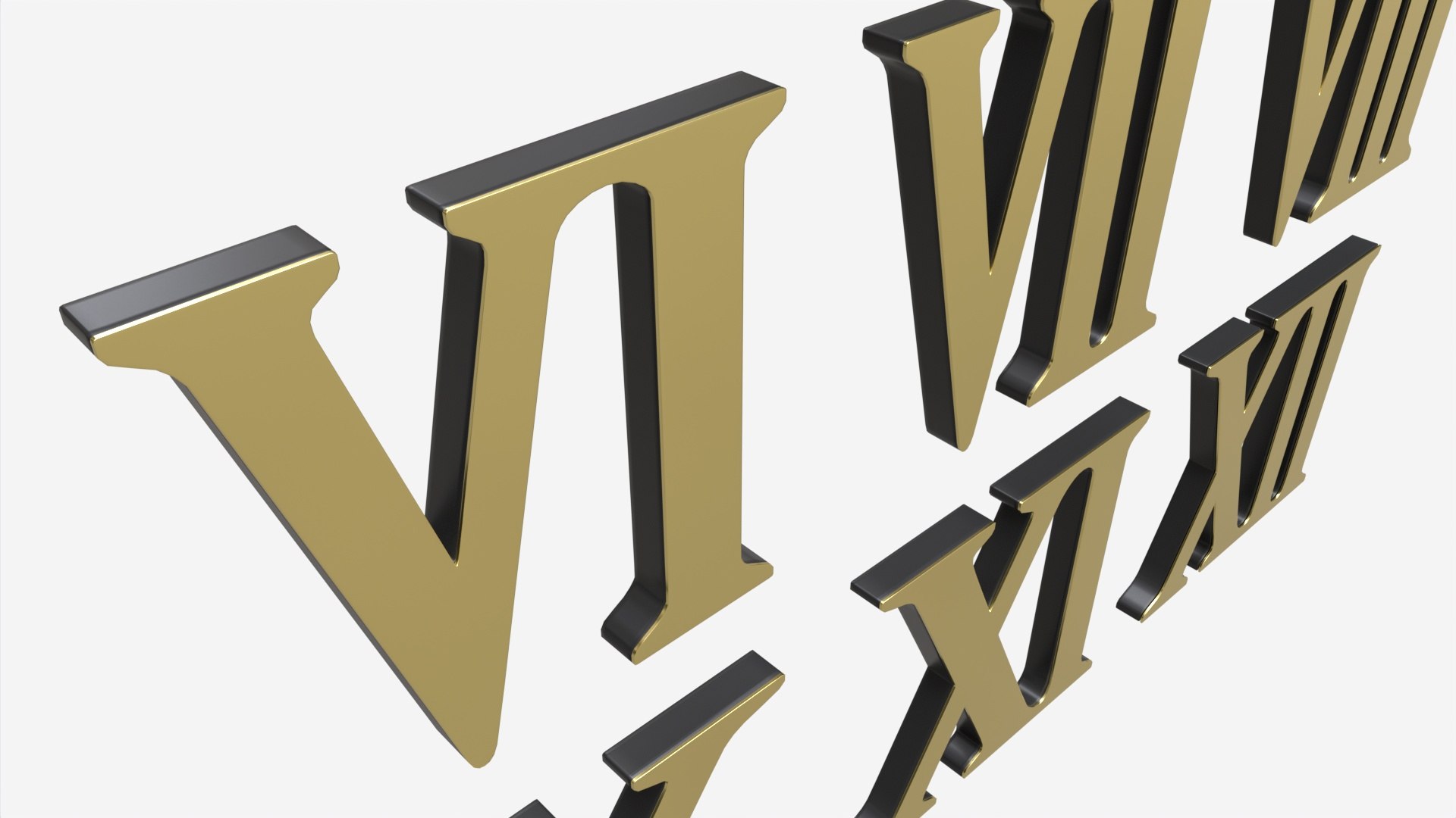Roman Numbers Gold Metal Plastic Model - TurboSquid 1920615