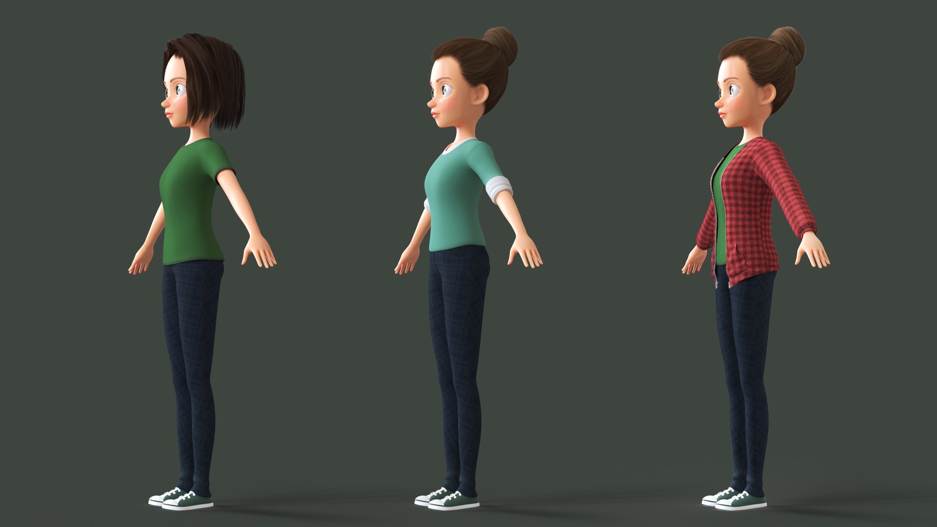 Cartoon Teen Girl - College Student 3D Model - TurboSquid 2002221
