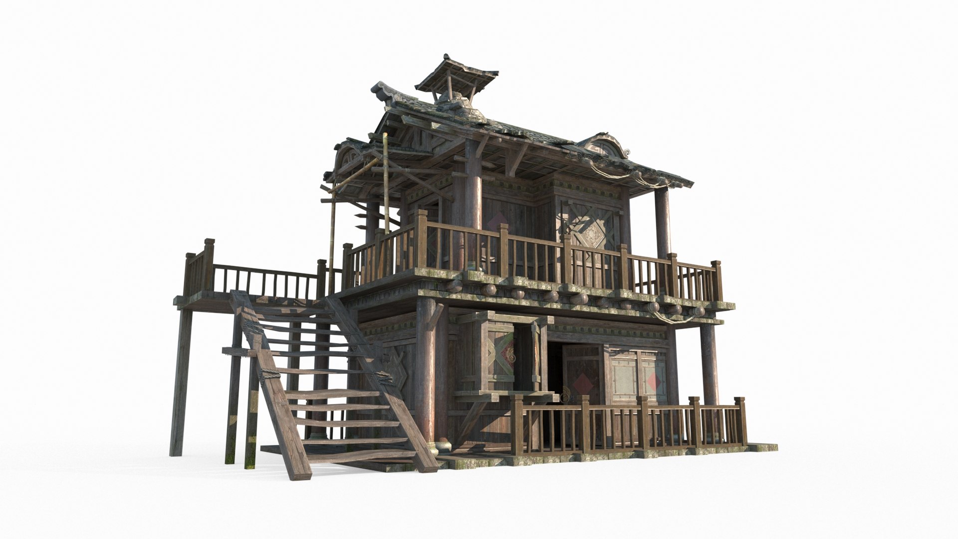 Two Story Guest Rooms In Ancient Asian Architecture 3D - TurboSquid 2056421