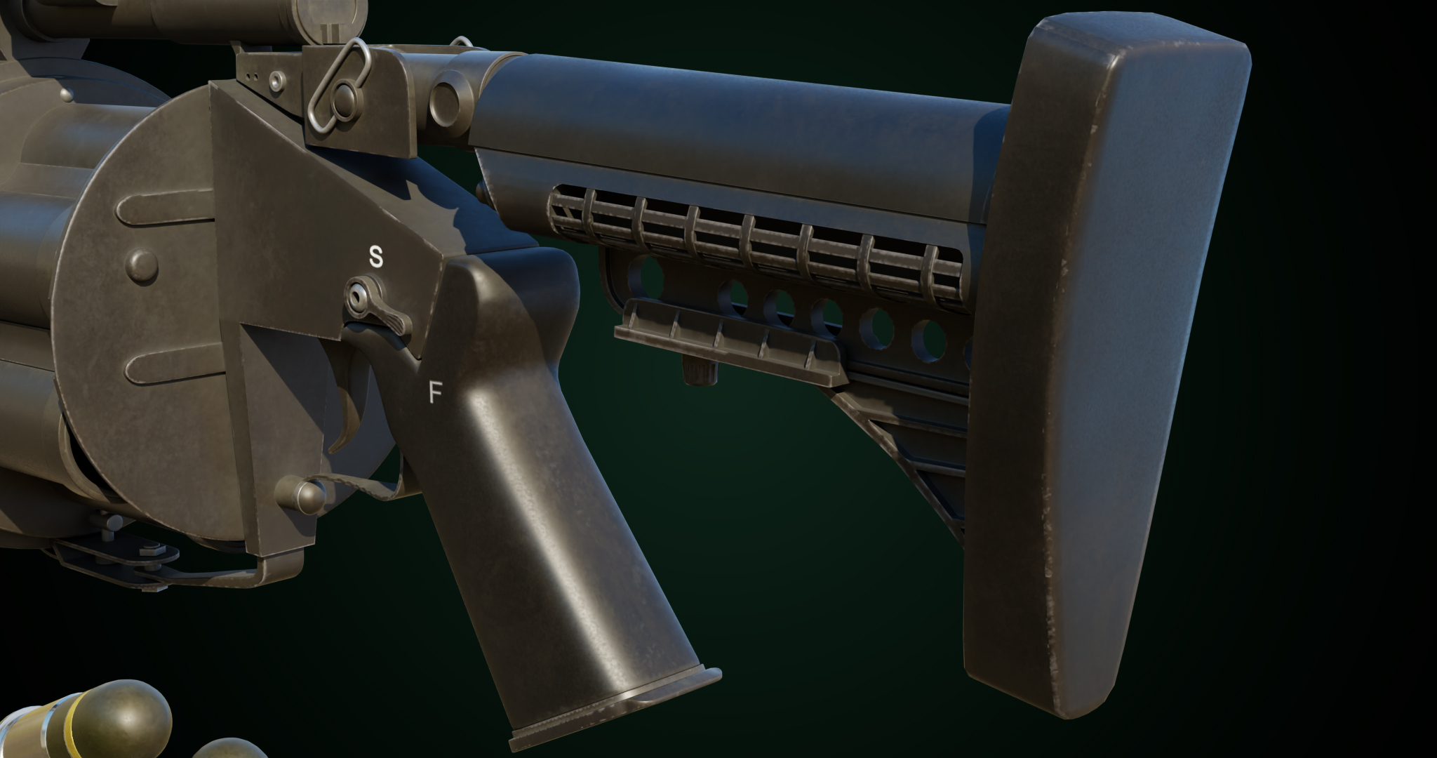 Grenade Launcher Gun PBR Unity UE V-Ray Textures Included 3D ...
