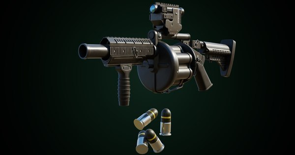 Grenade Launcher Gun PBR Unity UE V-Ray Textures Included 3D ...