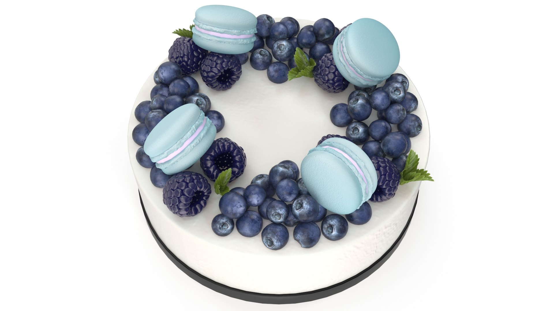 Blueberry and Blackberry Macaron Cake 3D model - TurboSquid 2065198
