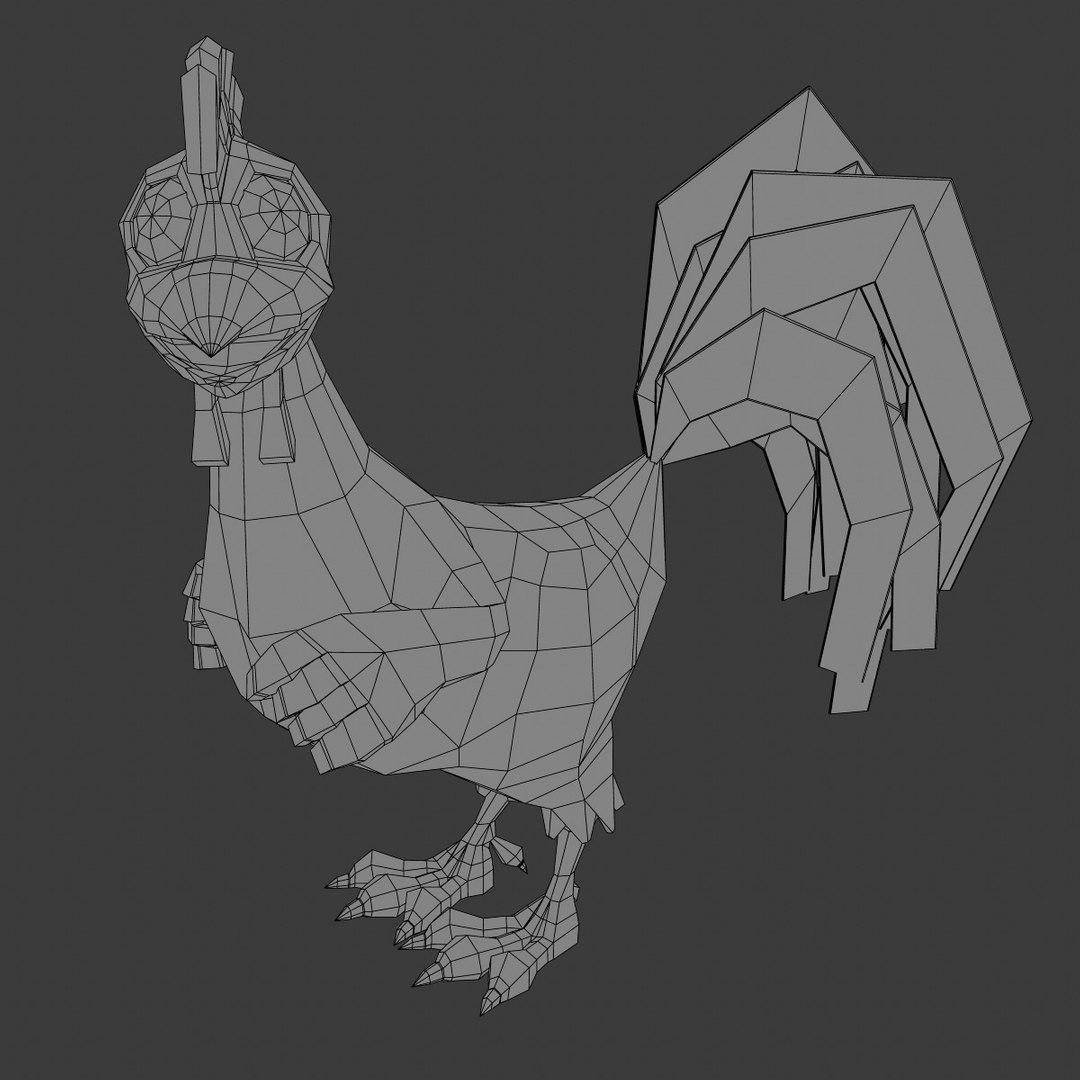 3d Model Of Cartoon Rooster Rigged