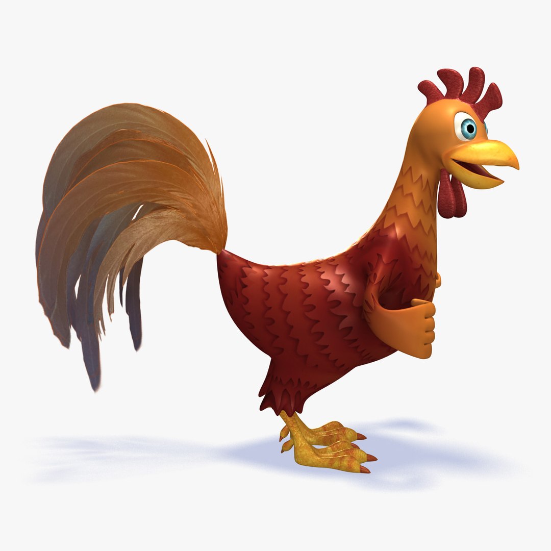 3d Model Of Cartoon Rooster Rigged