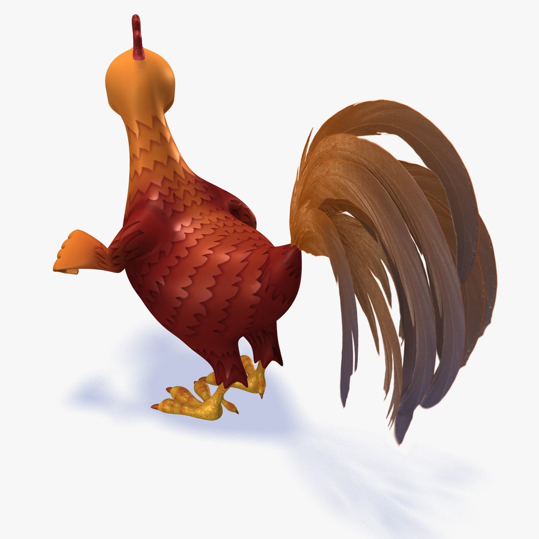 3d Model Of Cartoon Rooster Rigged