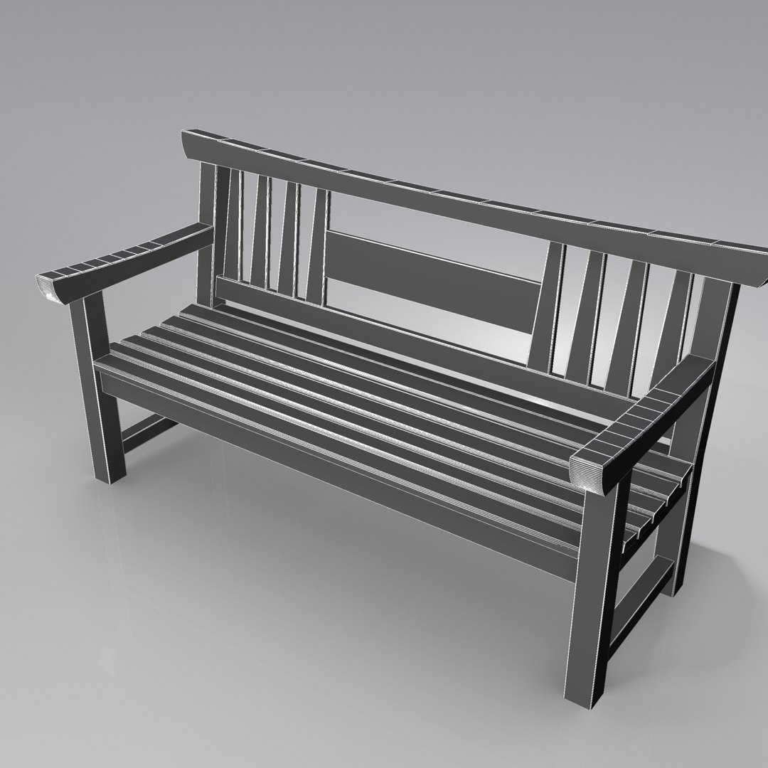 Wooden Japanese Garden Bench 3d Model