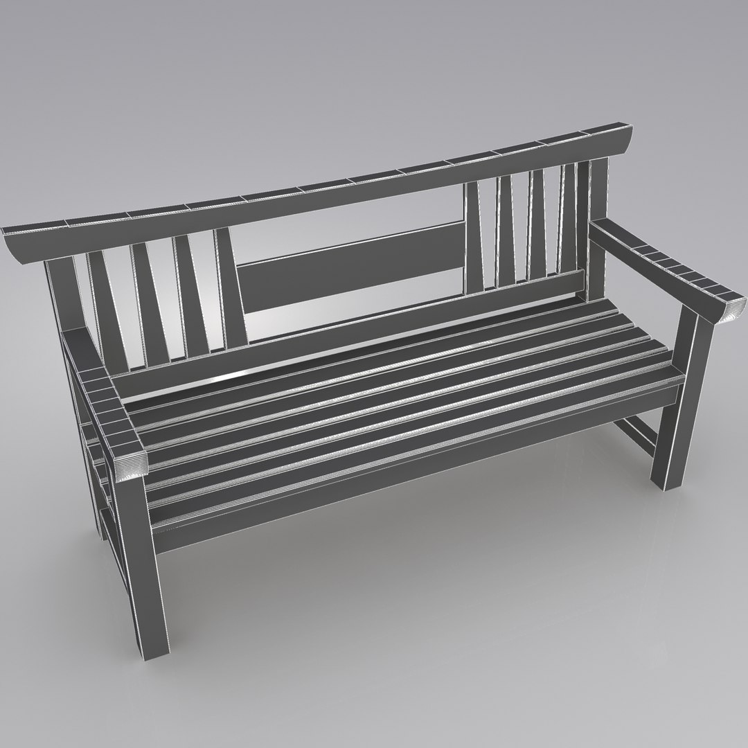 Wooden Japanese Garden Bench 3d Model
