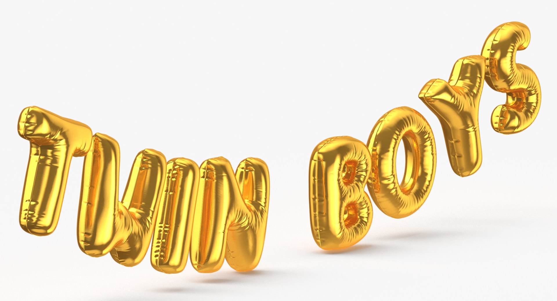 3D Foil Baloon Words Twin Boys Gold - TurboSquid 1740996