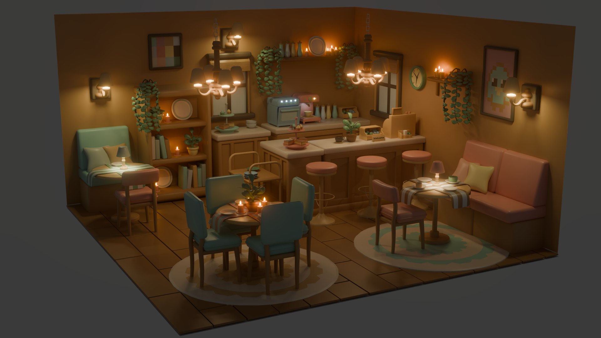 Cozy Cafe 3D Game Asset Pack 3D Model - TurboSquid 2389196