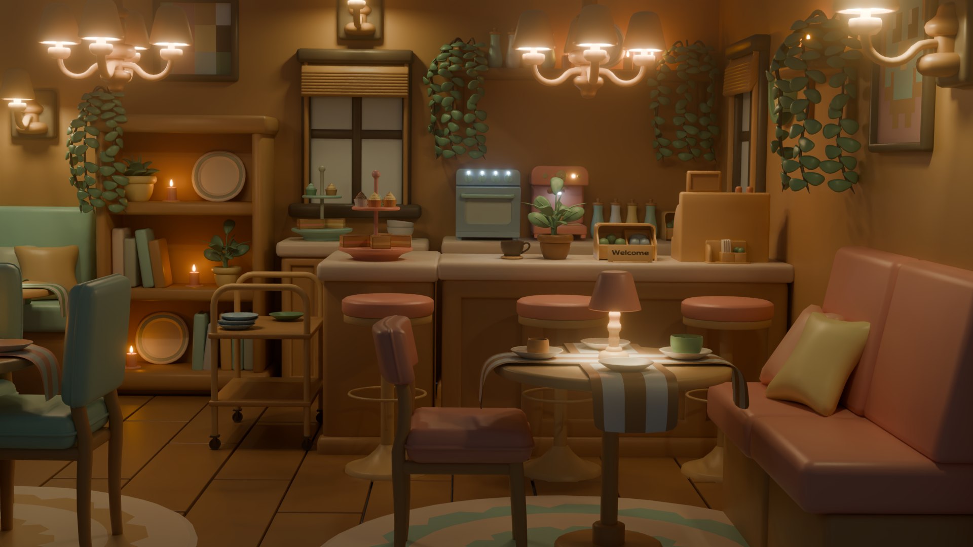 Cozy Cafe 3D Game Asset Pack 3D Model - TurboSquid 2389196