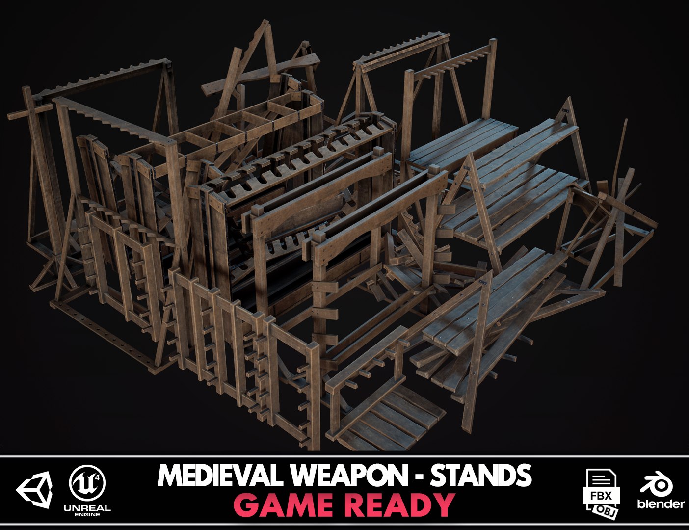 Medieval Weapon - Stands 3D Model - TurboSquid 2197815