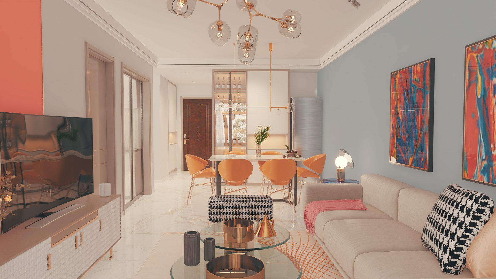 Colorful Apartment Living Room 3D - TurboSquid 1941250