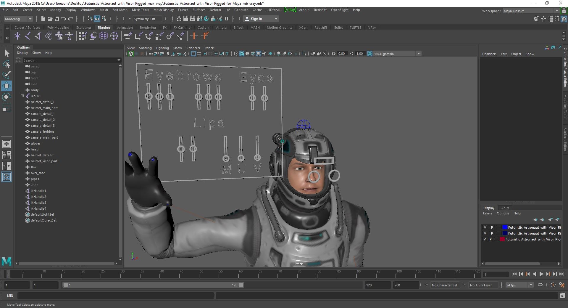 Futuristic Astronaut With Transparent Visor Rigged For Maya 3D Model ...