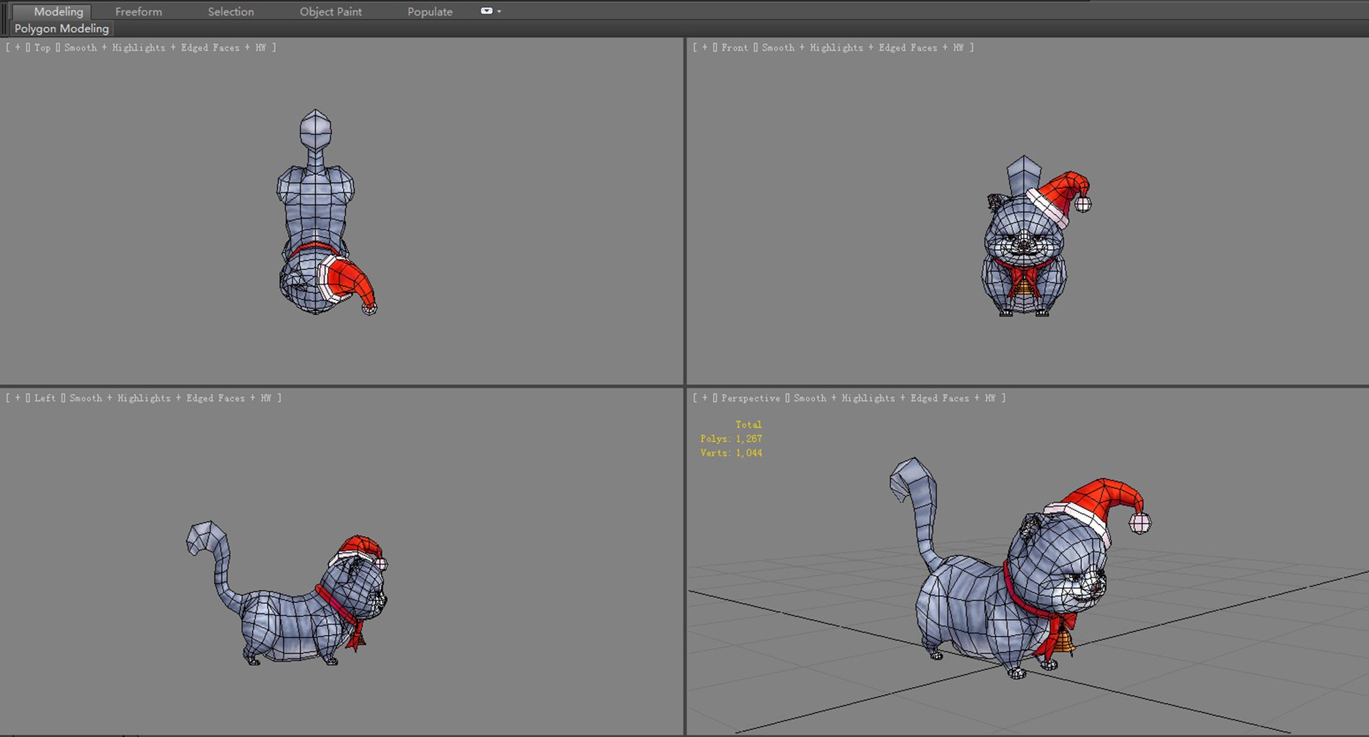 3D cartoon christmas fat cat - grey Low-poly 3D model - TurboSquid 1960677