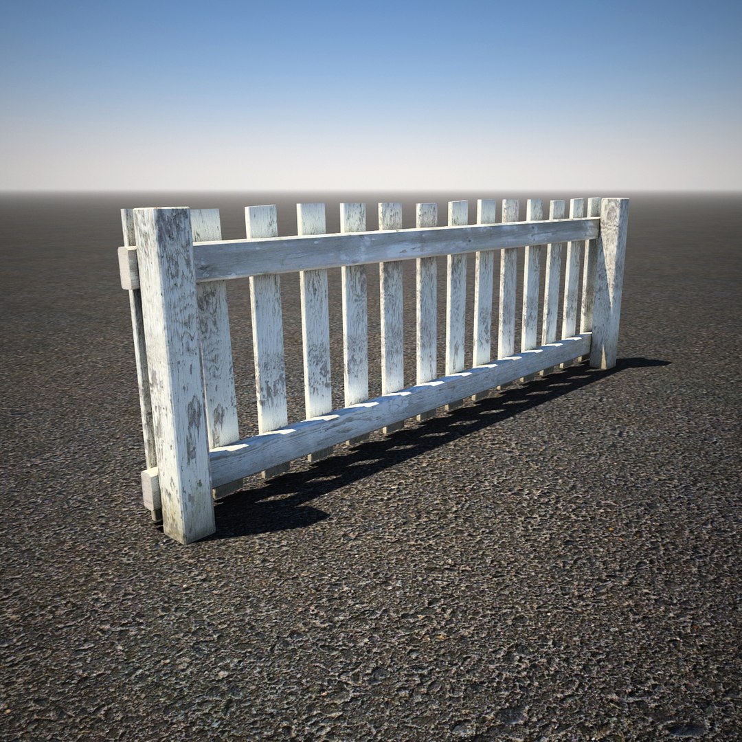 3d model of wooden picket fence