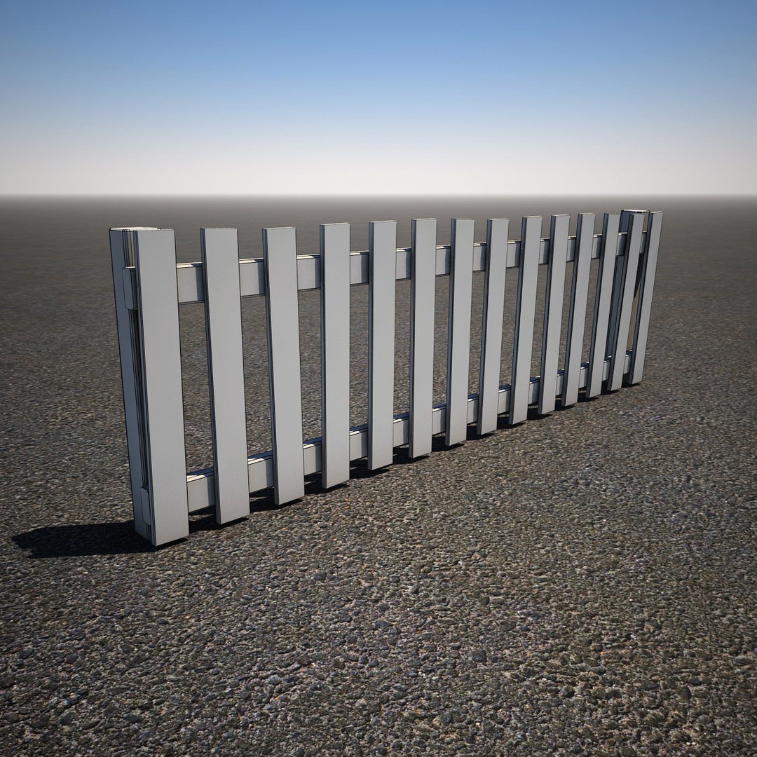 3d model of wooden picket fence