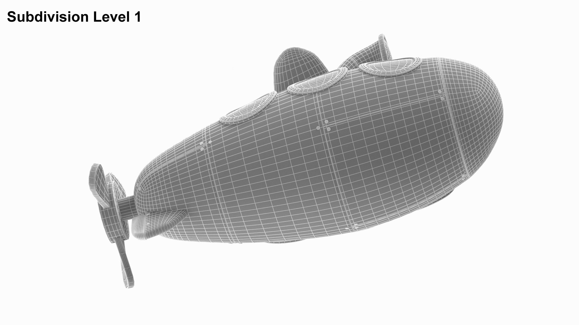 3D Cartoon Submarine Grey - TurboSquid 2283820