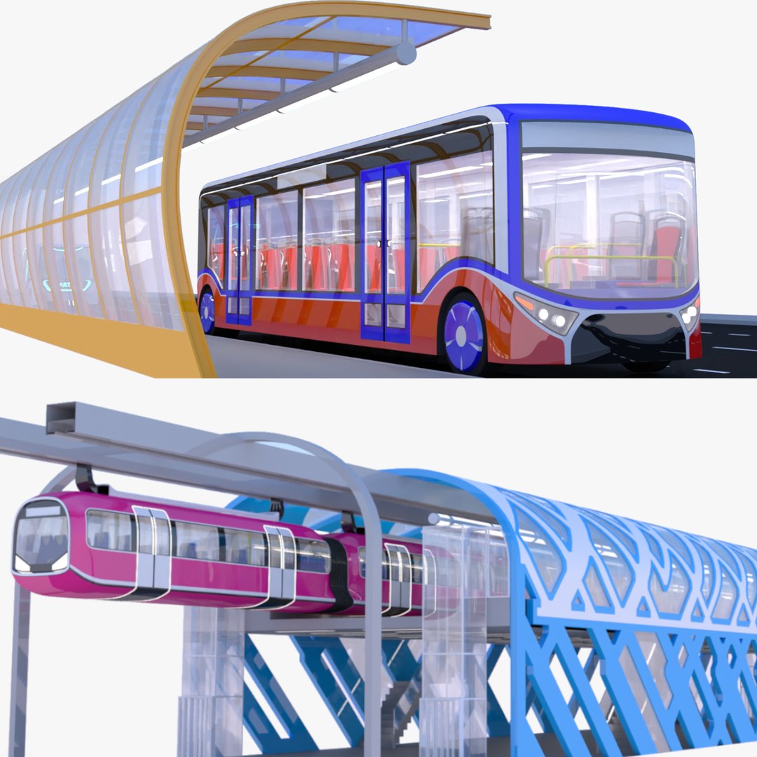 Elevated Train And Bus Station 3D Model - TurboSquid 2209494