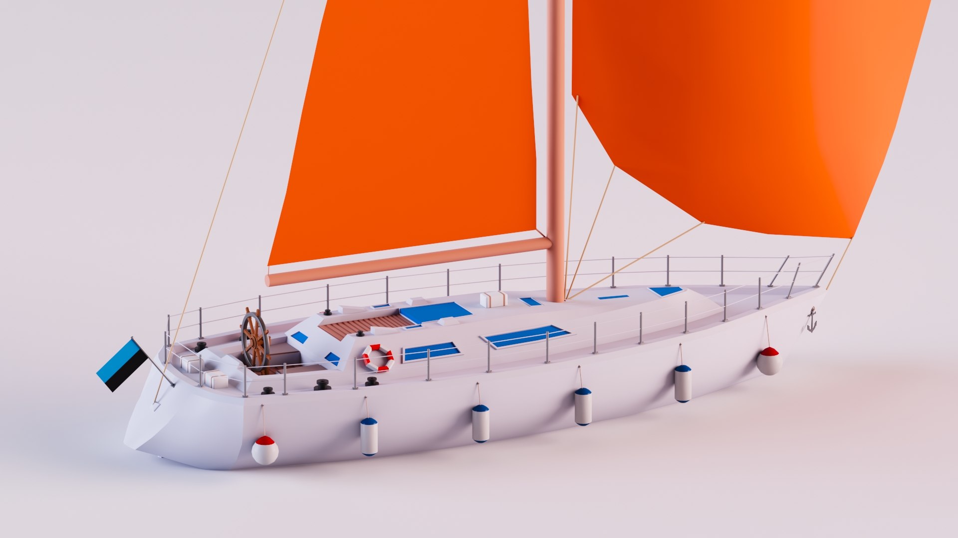 Cartoon Low Poly Sailboat 3D - TurboSquid 1990826