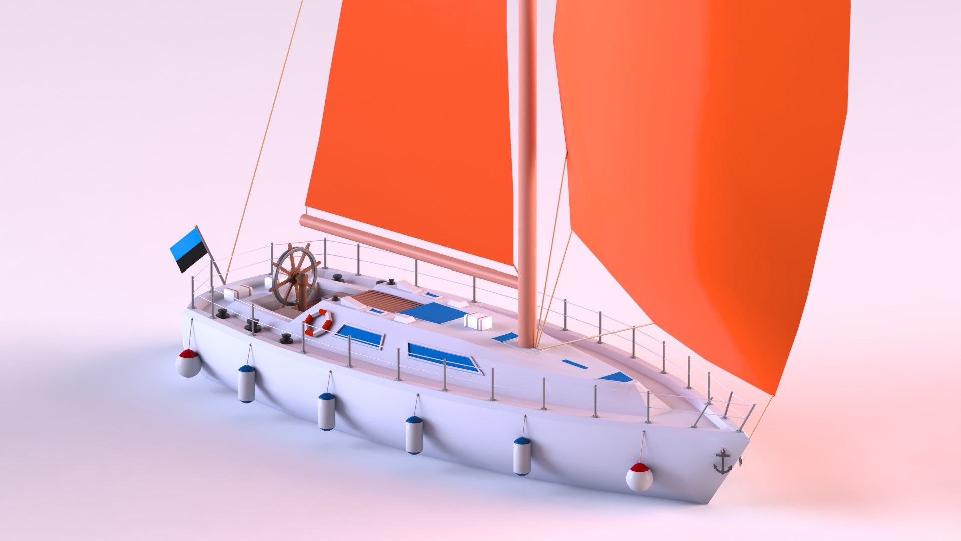 Cartoon Low Poly Sailboat 3D - TurboSquid 1990826