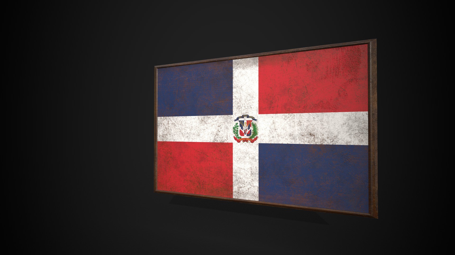 3D Old Picture Frame With Dominican Republic Flag - Game Ready PBR Low ...