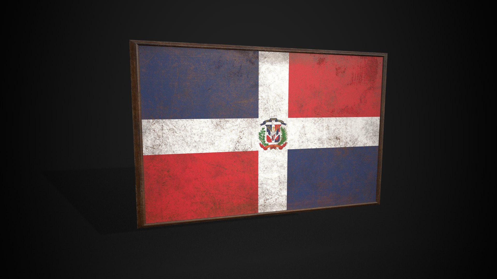 3D Old Picture Frame With Dominican Republic Flag - Game Ready PBR Low ...