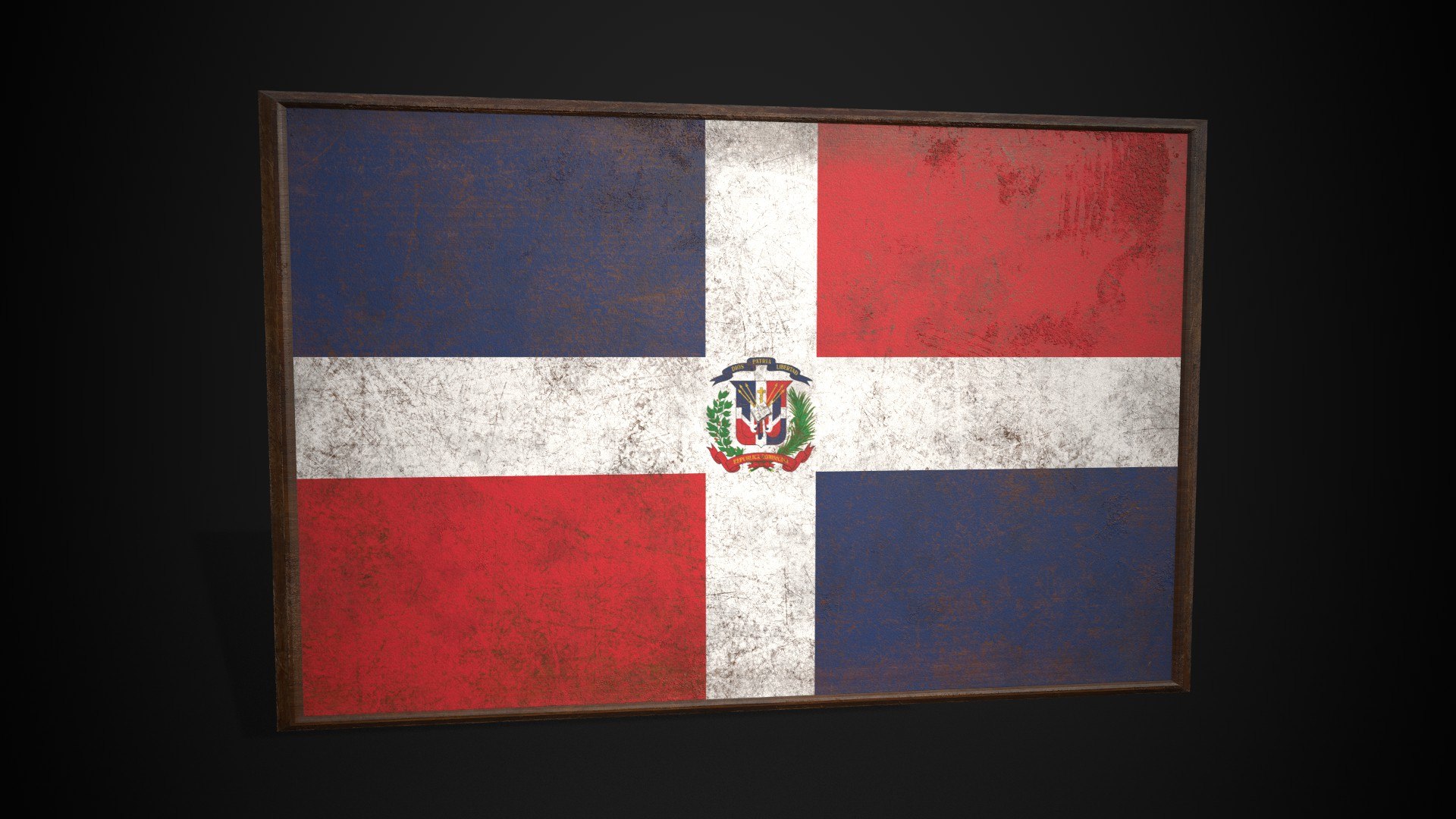 3D Old Picture Frame With Dominican Republic Flag - Game Ready PBR Low ...
