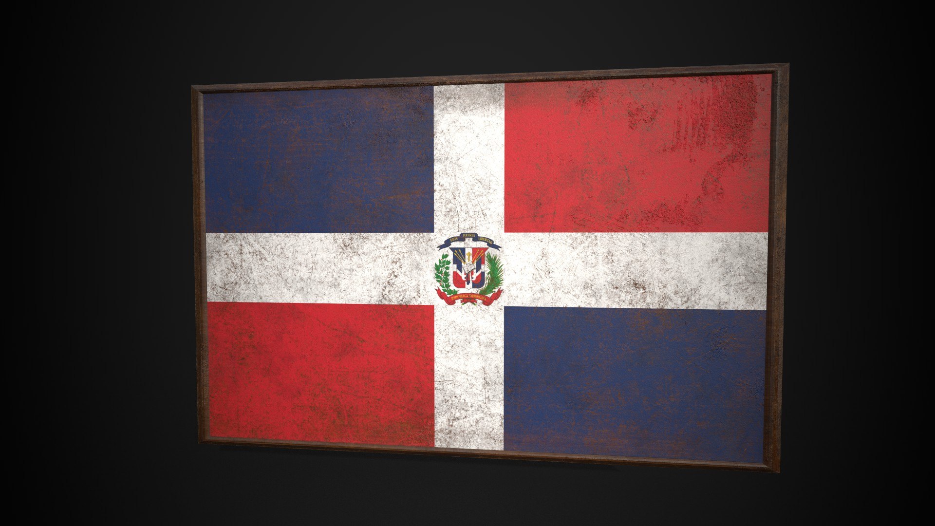3D Old Picture Frame With Dominican Republic Flag - Game Ready PBR Low ...