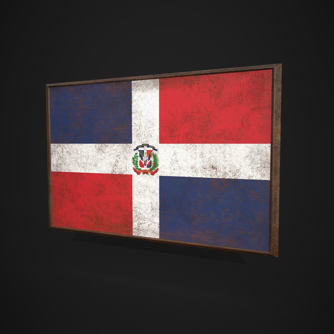 3D Old Picture Frame With Dominican Republic Flag - Game Ready PBR Low ...
