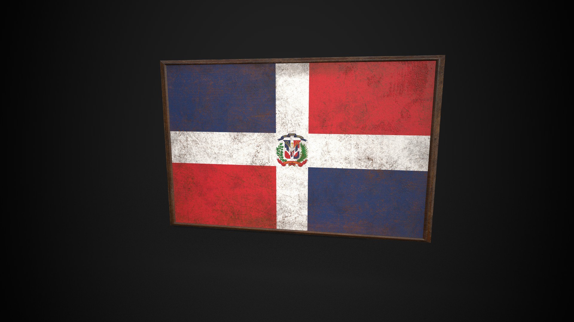 3D Old Picture Frame With Dominican Republic Flag - Game Ready PBR Low ...