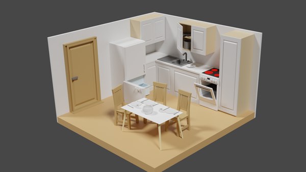 3D kitchen comic style - TurboSquid 1702941