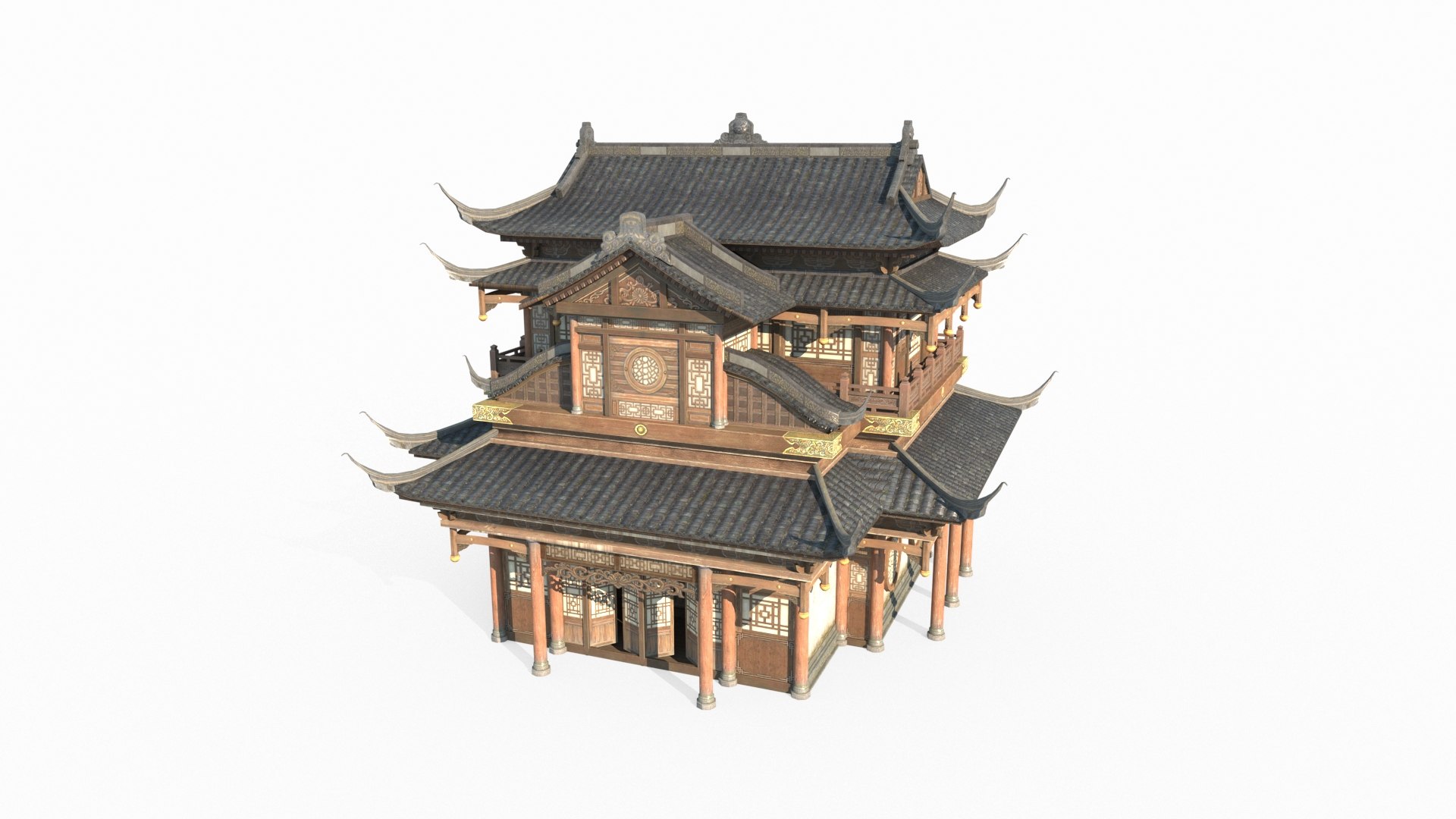 Asian Ancient Architecture City Store Library model - TurboSquid 2040726