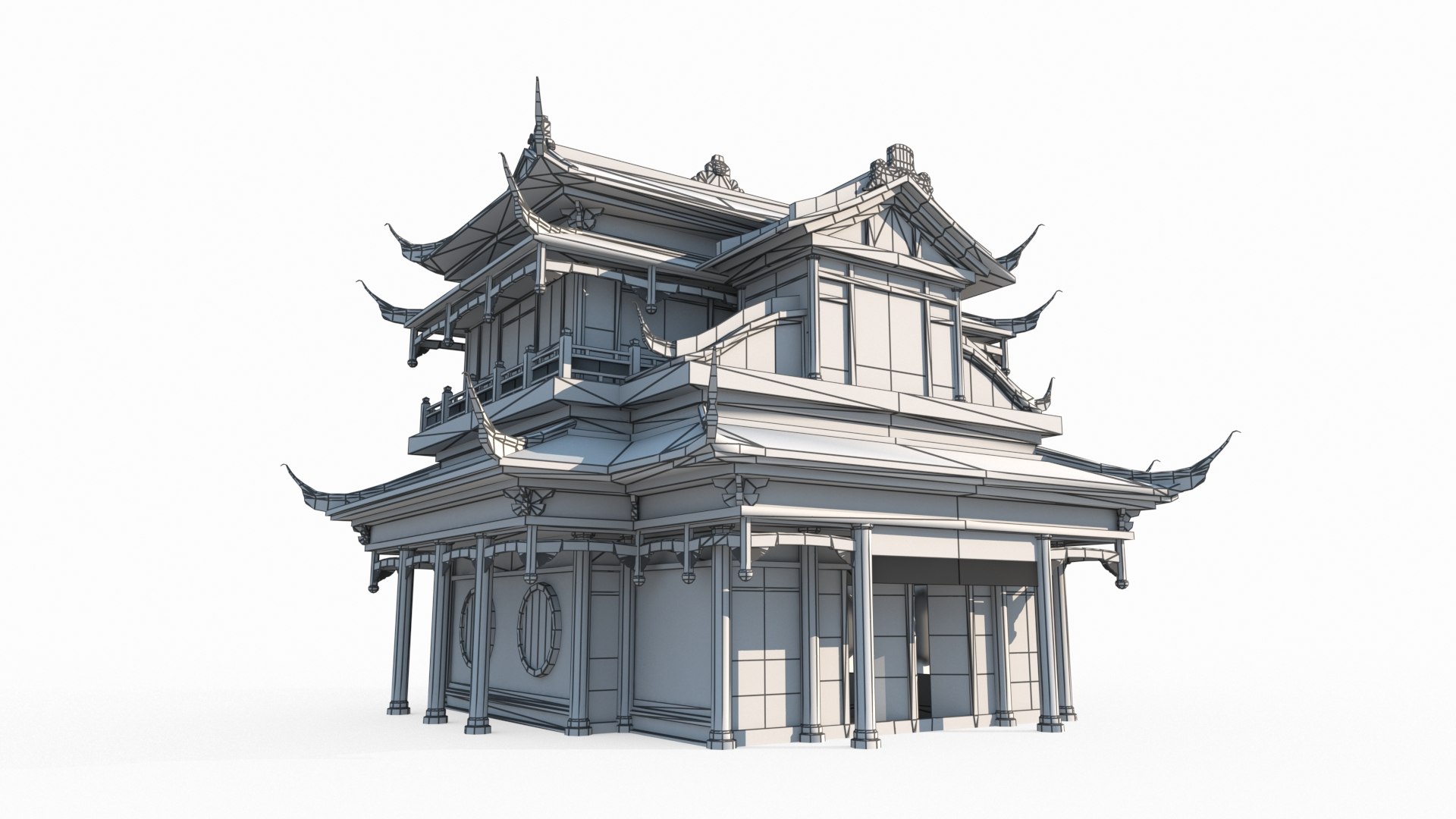 Asian Ancient Architecture City Store Library model - TurboSquid 2040726