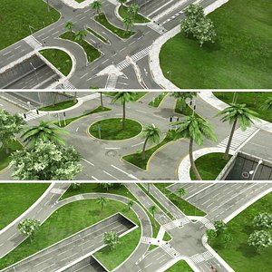 3d model of lane 2 road intersections