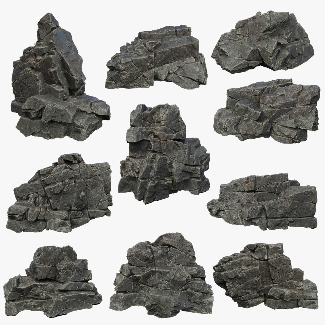 10 Low poly PBR Cracked Black Rock 3D model - TurboSquid 2164008