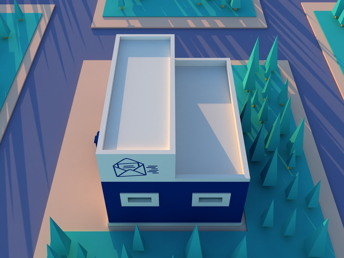 3D Cute Cartoon Post Office - TurboSquid 1955974