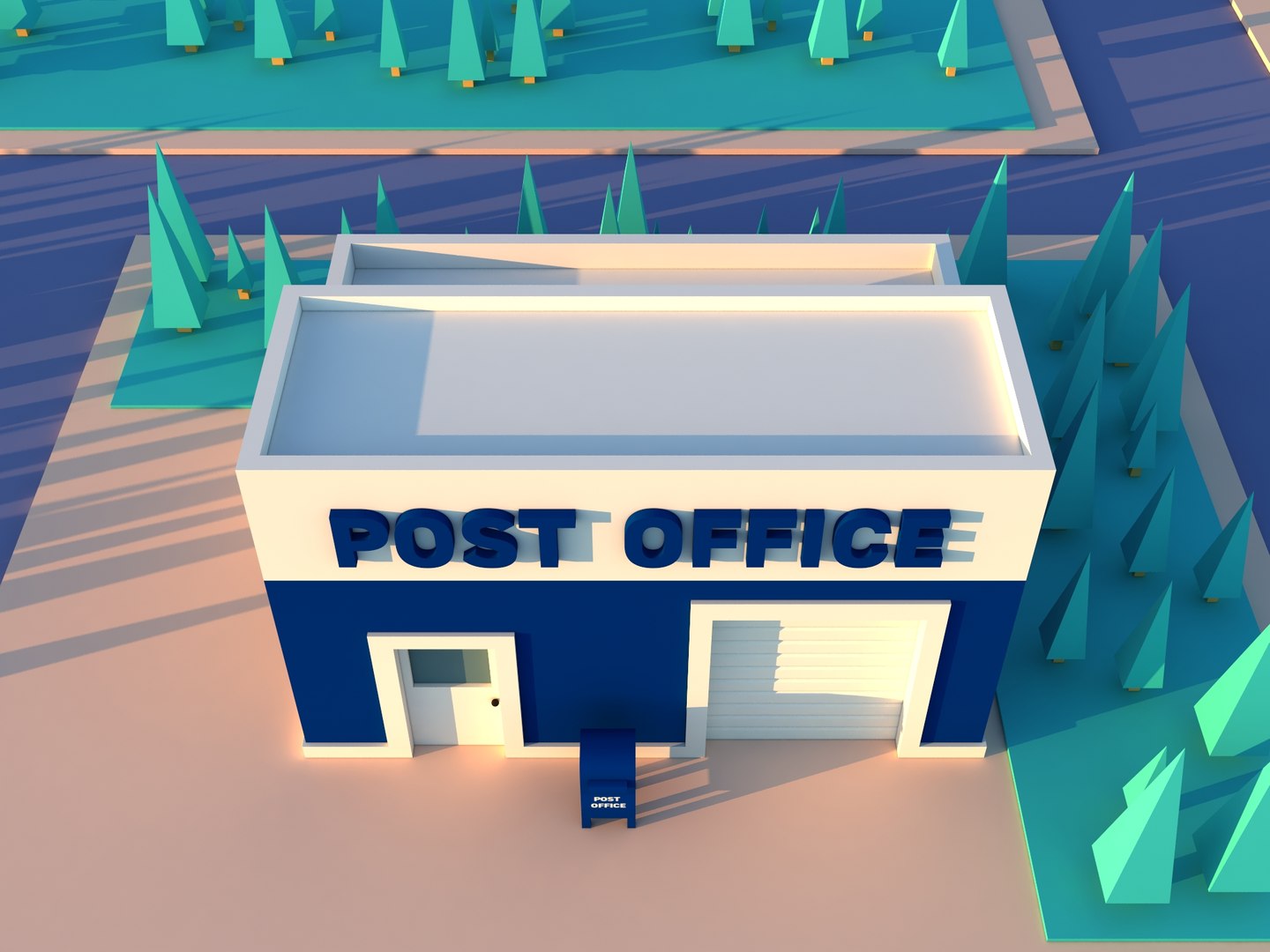 3D Cute Cartoon Post Office - TurboSquid 1955974