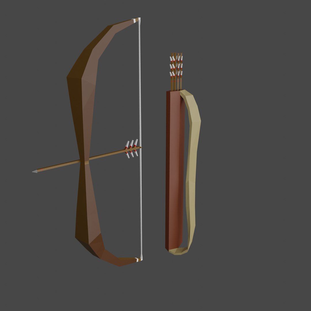 3D Low Poly Bow And Arrows With Quiver - TurboSquid 1960557