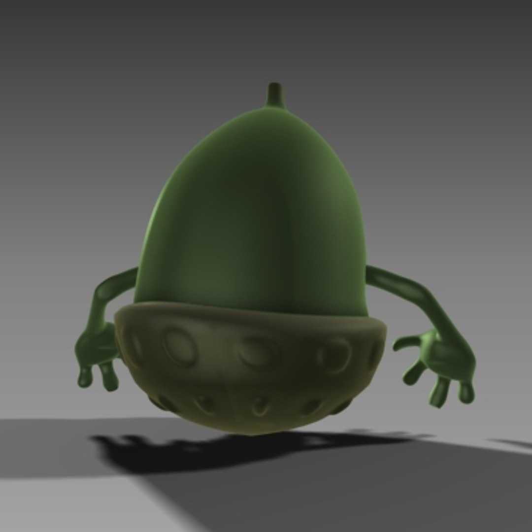 Cute Acorn Character Bone 3d Model