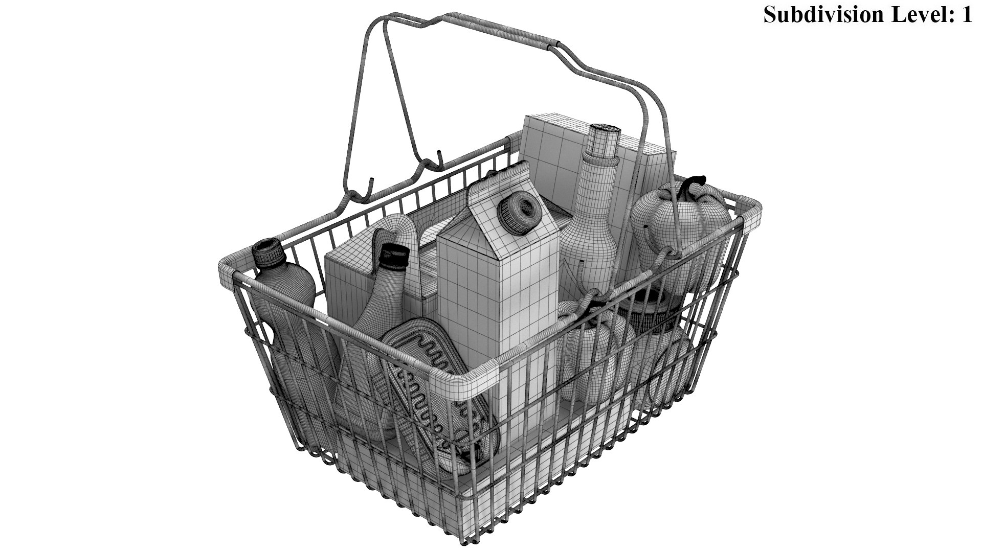 Detailed Full Shopping Basket 3D Model - TurboSquid 2027955