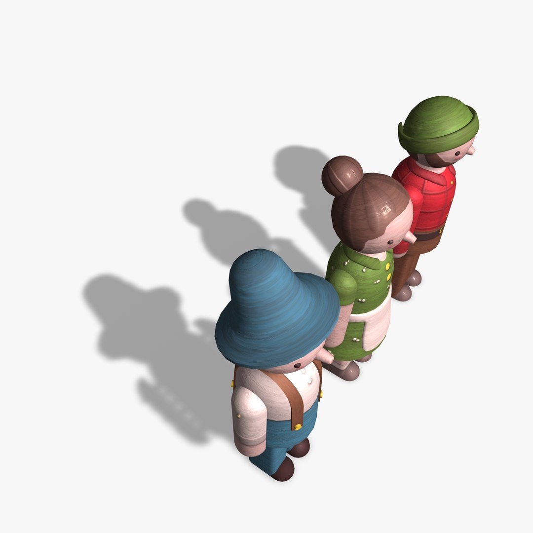 3d Model Wooden Toy Characters