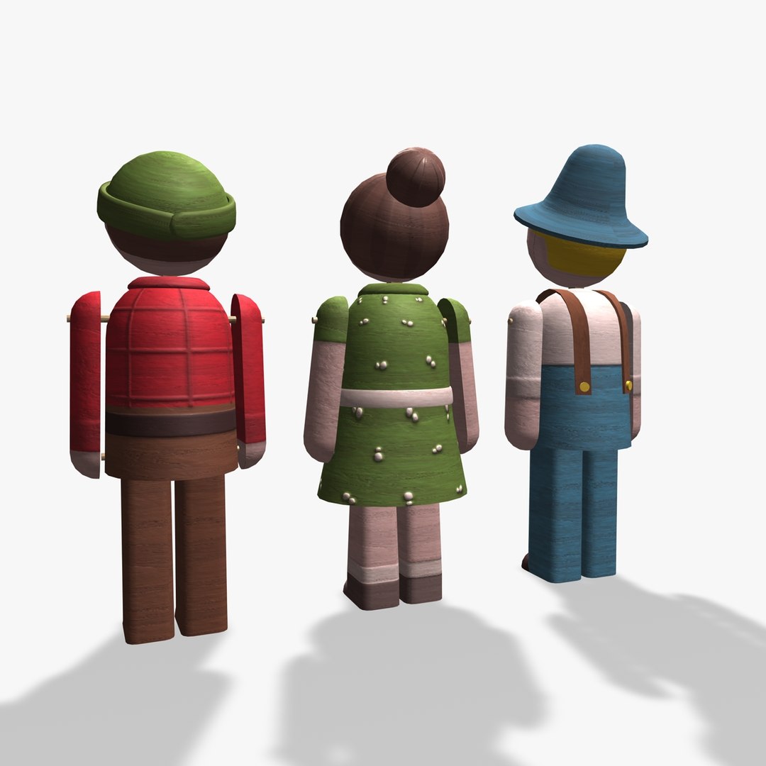 3d Model Wooden Toy Characters