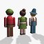 3d Model Wooden Toy Characters