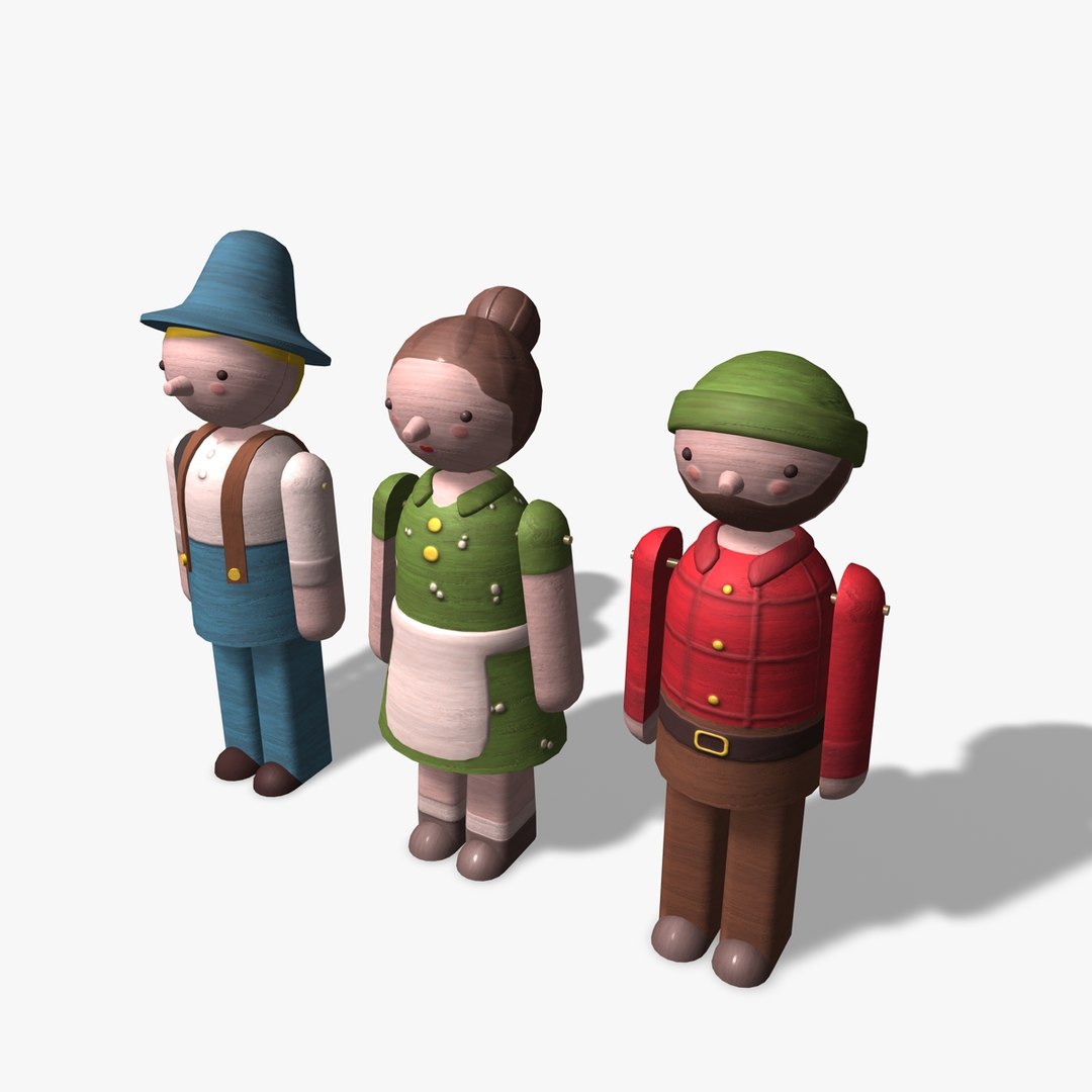 3d Model Wooden Toy Characters