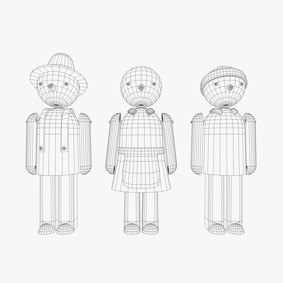 3d Model Wooden Toy Characters